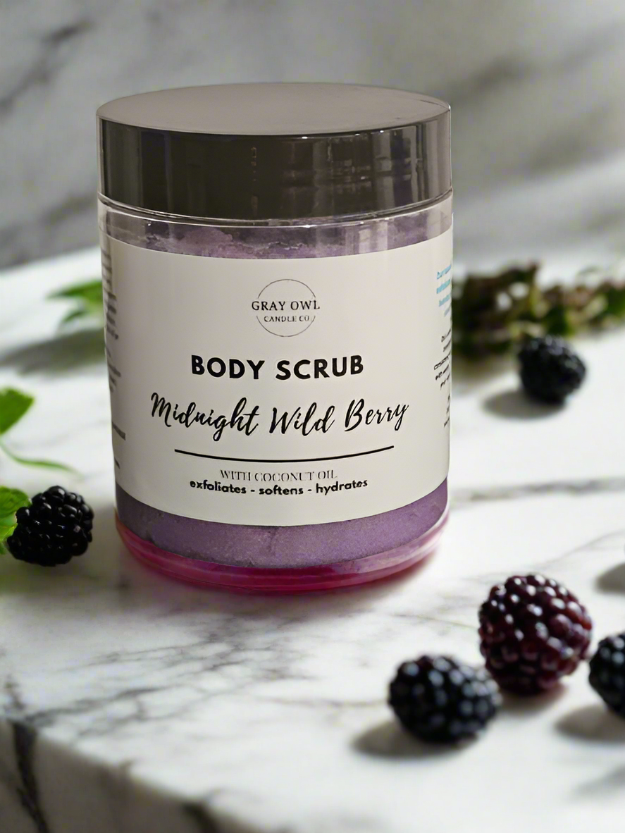 Mid-Night Wildberry Body Scrub – Gray Owl Candle Co